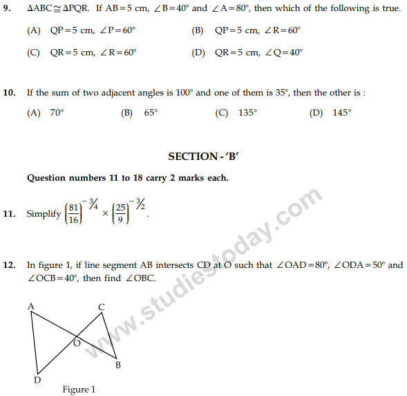CBSE Class 9 Mathematics Sample Paper Set 49 CBSE Class 9 Mathematics Sample Paper Set 49